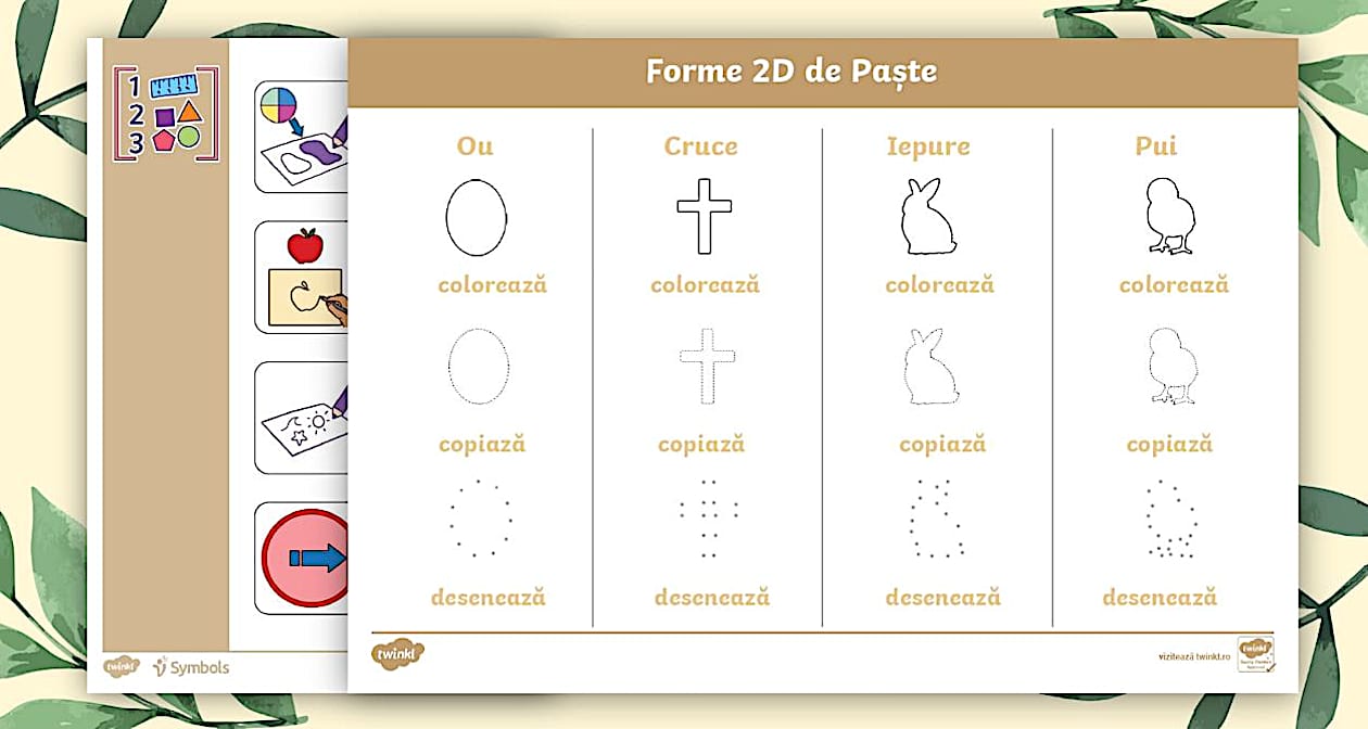 Copiază și desenează forme 2D de Paște Activitate CES