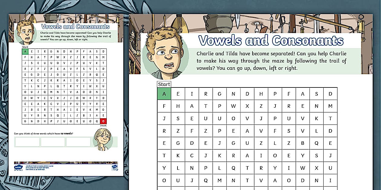 KS2 Romans-Themed Consonants and Vowels Maze Worksheet