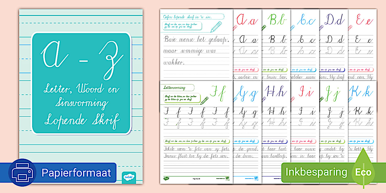 Letter, Woord en Sinsvorming - Lopende Skrif (teacher made)