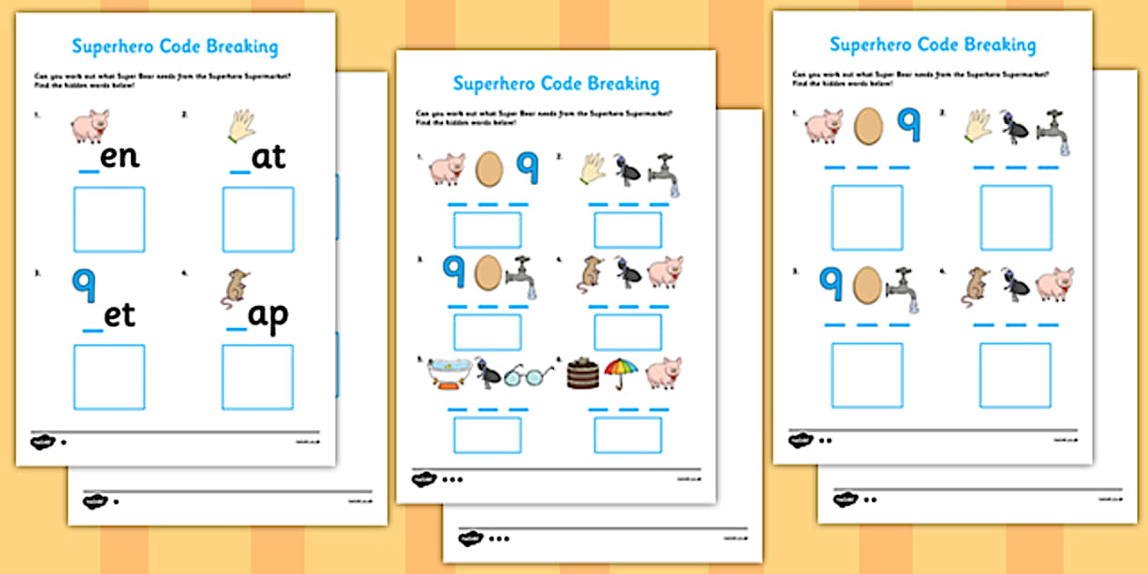 Superhero Code Breaking Worksheet / Worksheet (teacher made)