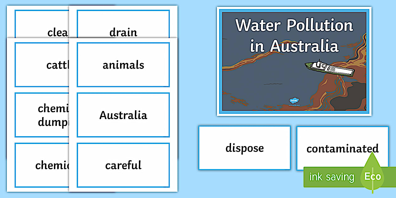 Water Pollution in Australia Word Wall Display Cards