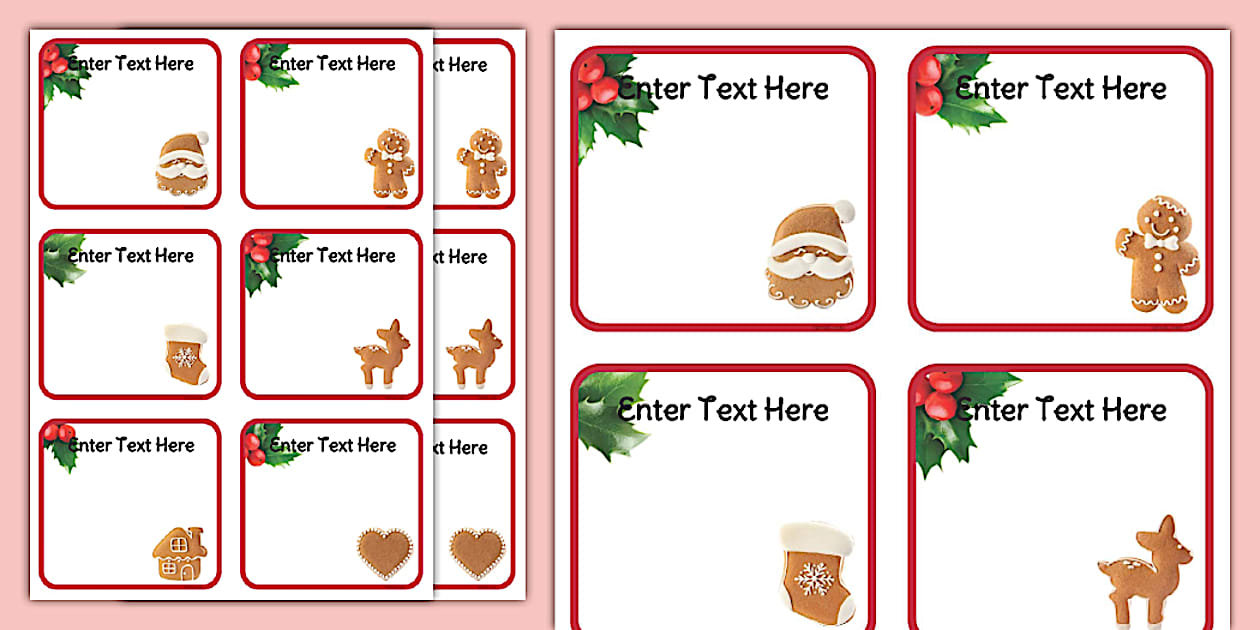 Gingerbread Christmas Themed Editable Name Peg Labels