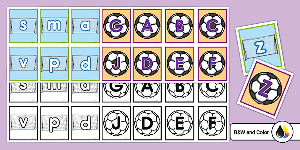Soccer Alphabet Matching Cards (Teacher-Made) - Twinkl