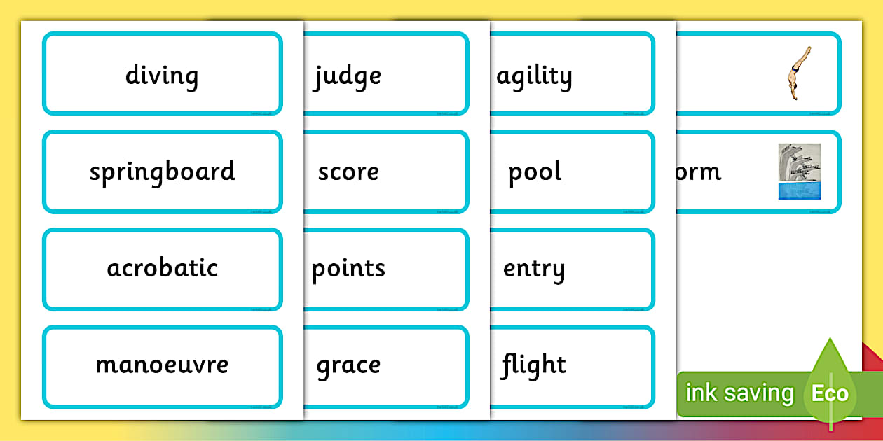 Diving, Olympics, Olympic Games, sports, Olympic, London, 2012, word card,