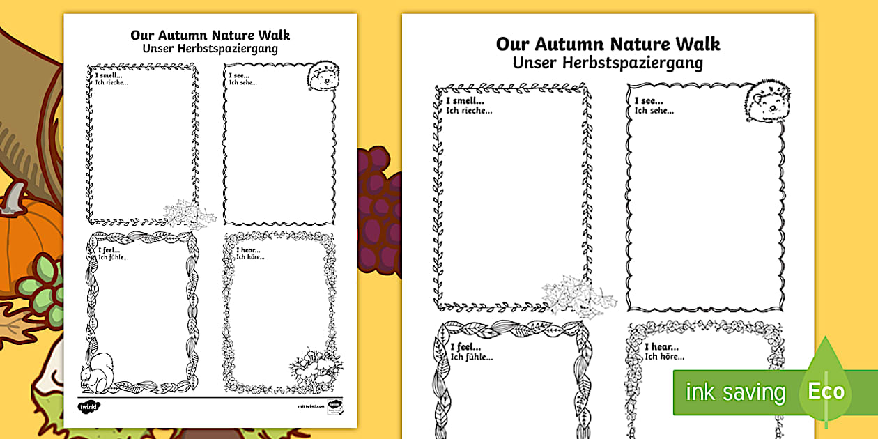 Our Autumn Nature Walk Writing Frames English/German