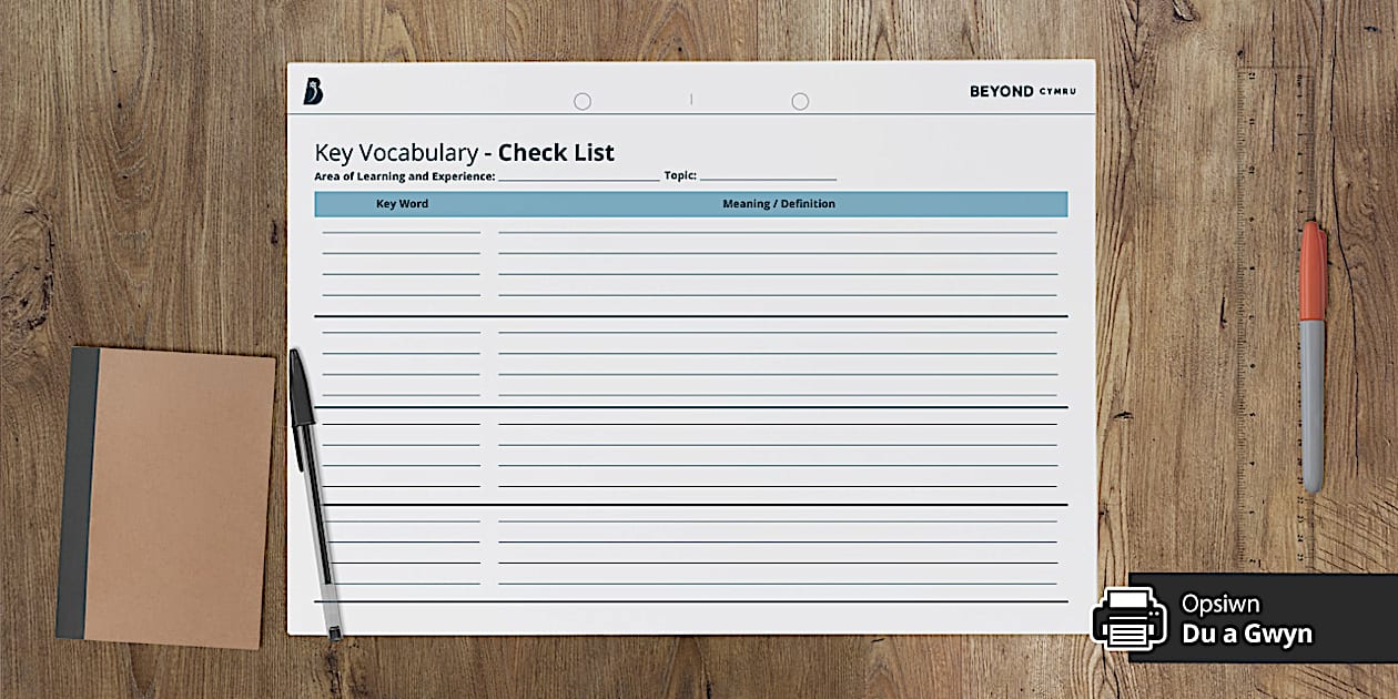 Key Vocabulary Checklist