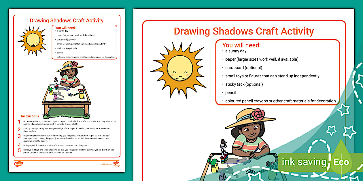 Drawing Shadows Craft Activity - EYLF - Arts and Crafts