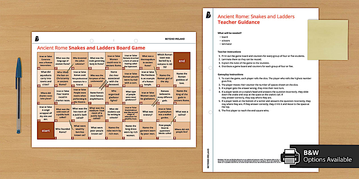 Ancient Rome Snakes and Ladders Board Game