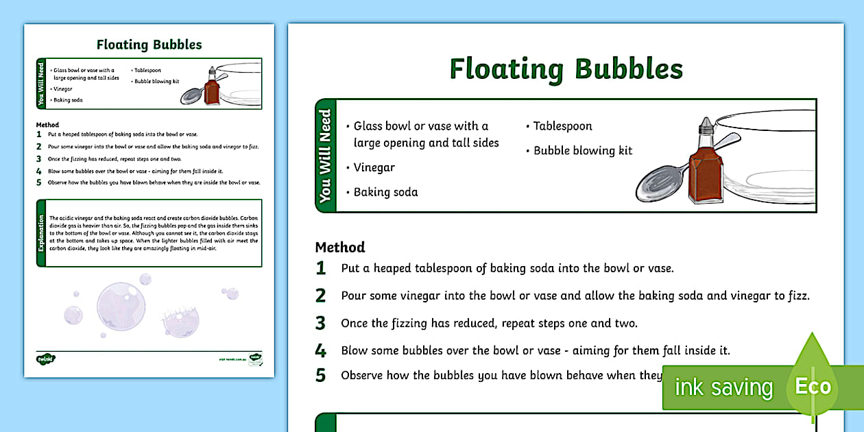 Floating Bubbles Science Experiment - Twinkl