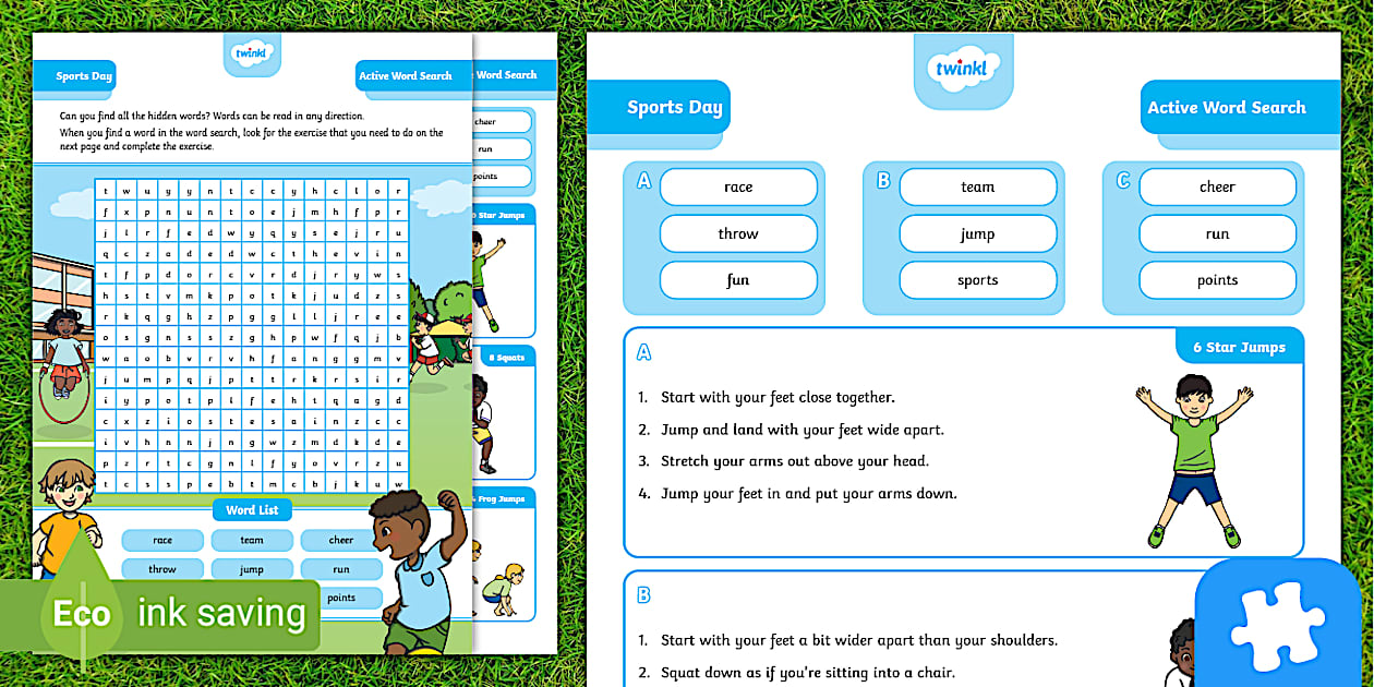 Sports Day Active Word Search Puzzle (teacher made) - Twinkl