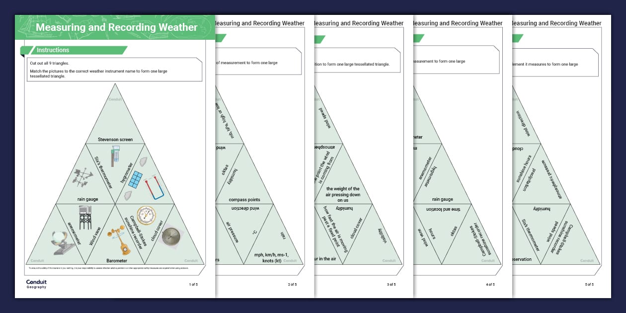 Measuring and Recording Weather Triangular Dominoes Activity
