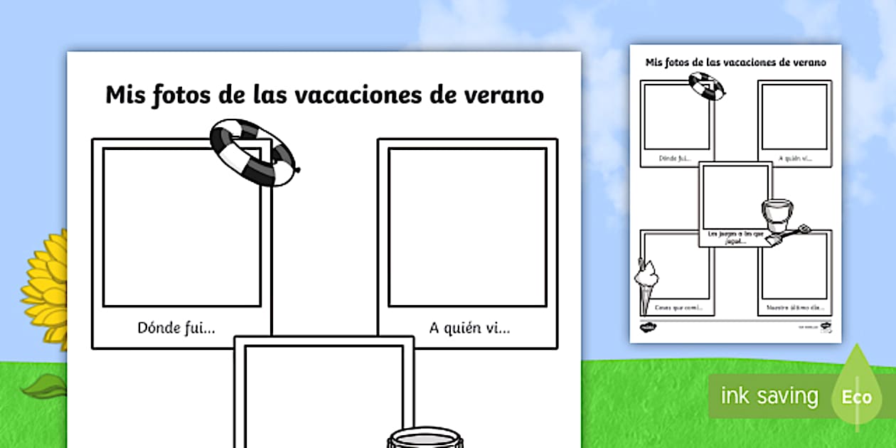 Marco de Fotos para escribir sobre las vacaciones de verano Ficha de ...
