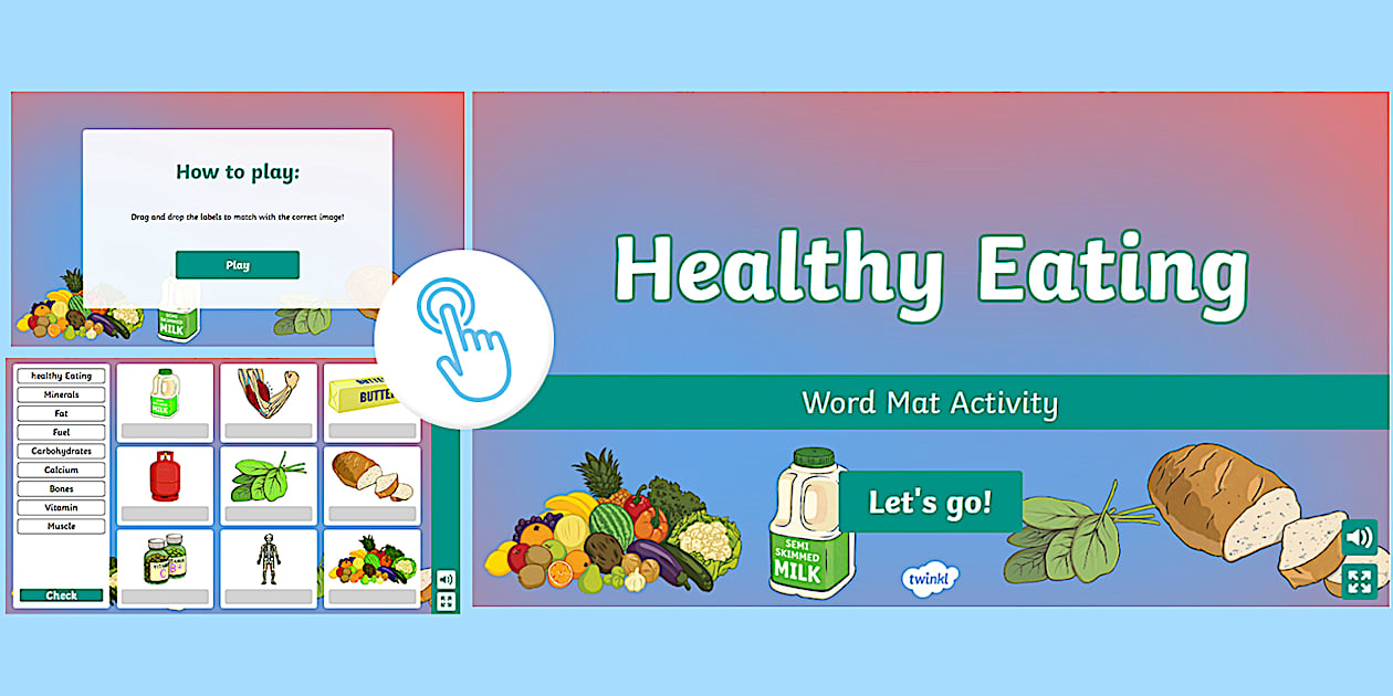 Healthy Eating Interactive Word Mat - Twinkl
