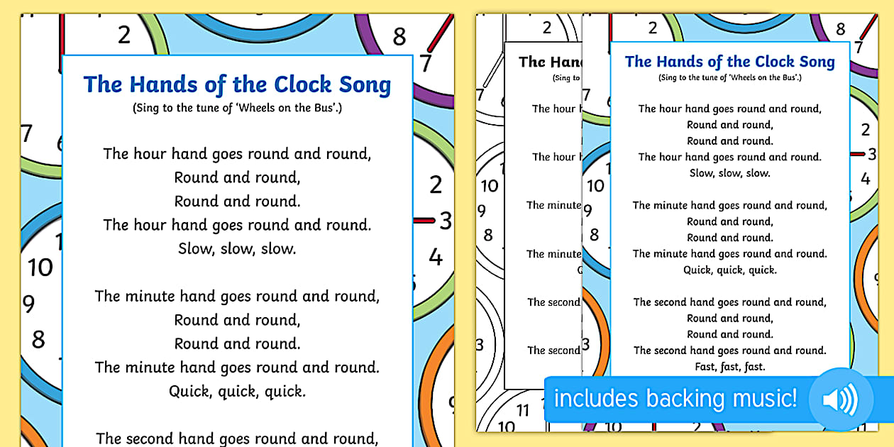 Black and White The Hands on the Clock Song (teacher made)