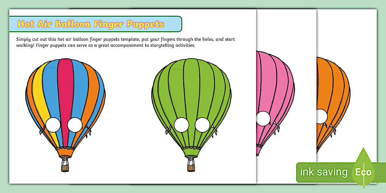Colourful Hot Air Balloon Finger Puppets | Twinkl | KS1