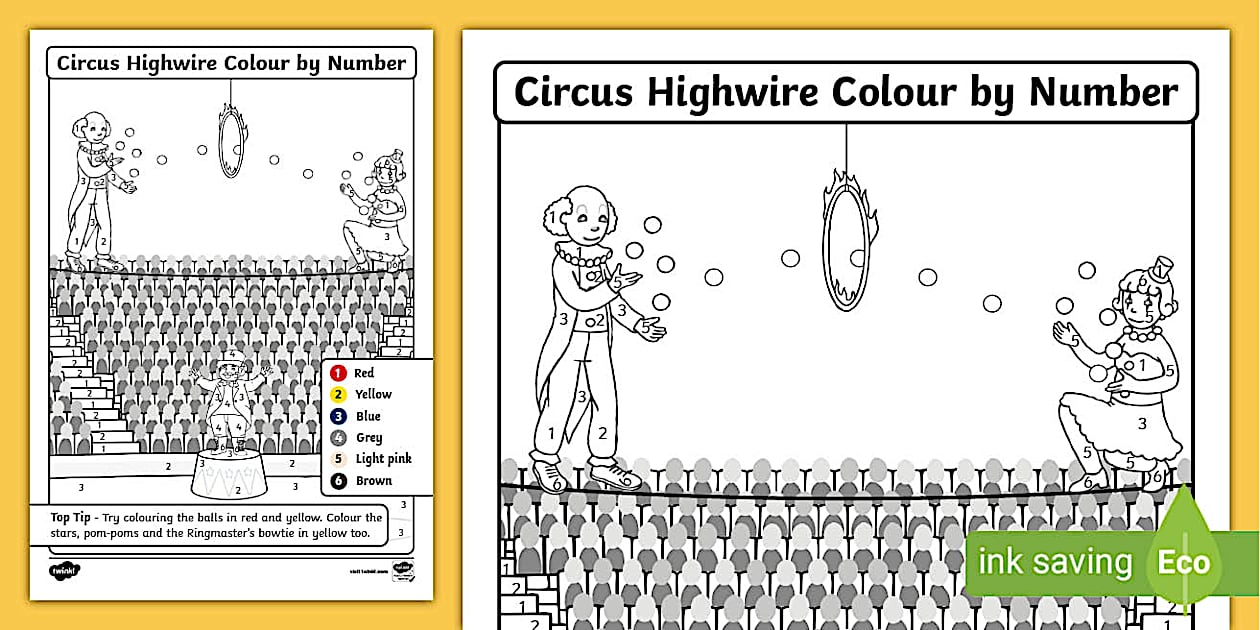 Circus High Wire Act Colour-by-Number | Twinkl | KS1