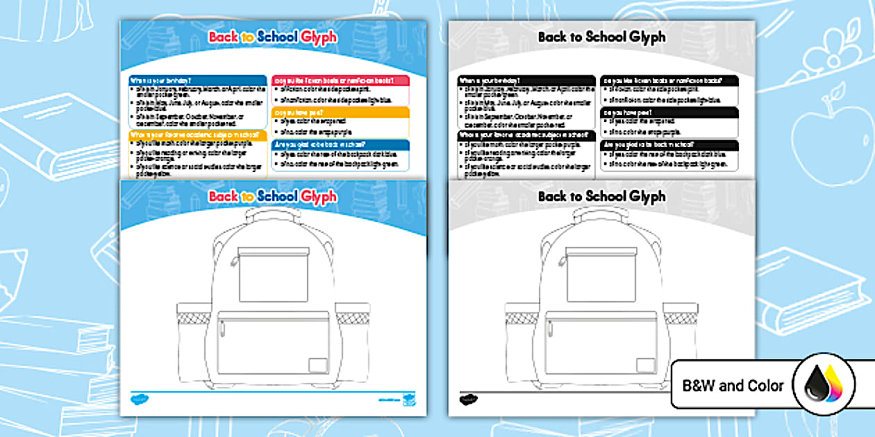 Back to School Glyph Worksheet | Back to School | Twinkl USA