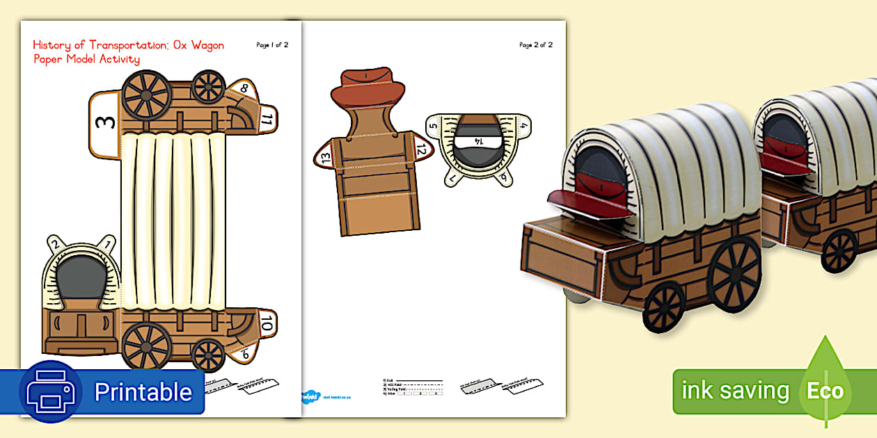 History of Transportation: Ox Wagon Paper Model Activity