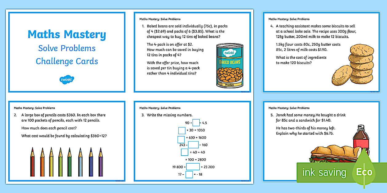 Year 6 Calculation Solve Problems Maths Mastery Challenge Cards