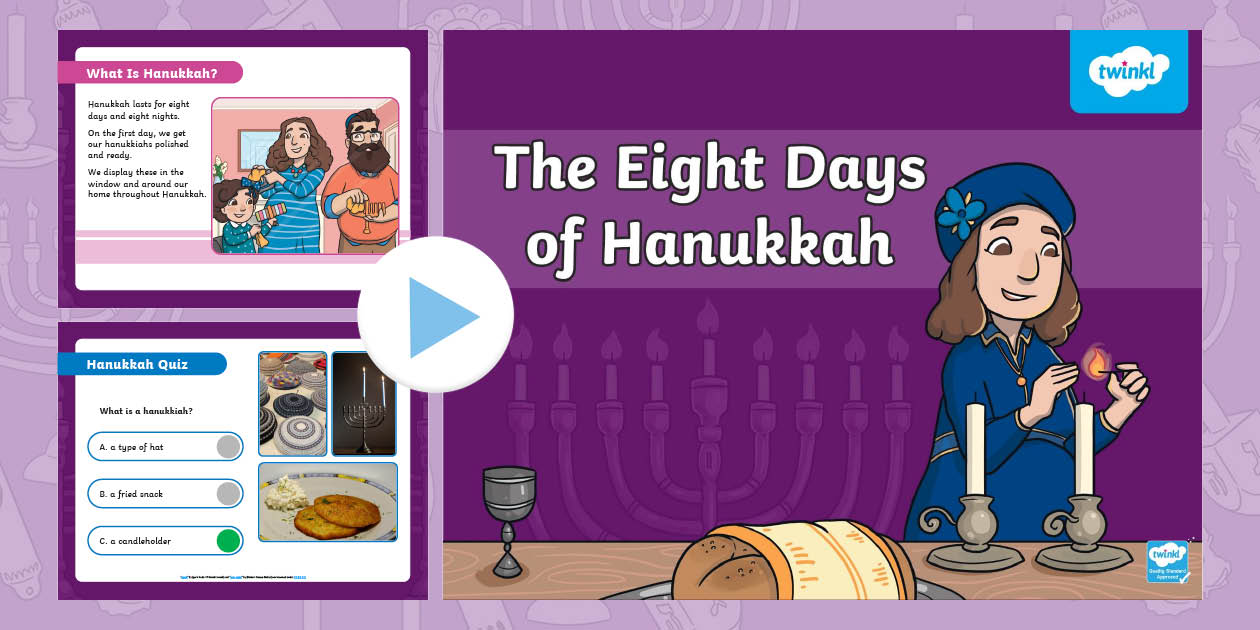 KS1 The Eight Days of Hanukkah Information PowerPoint & Quiz