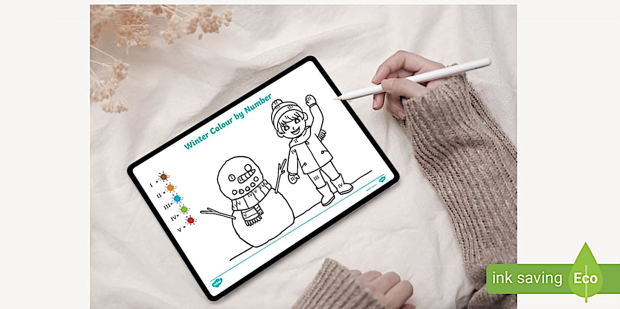 Winter Colour by Number-Roman Numerals (1-5) (teacher made)