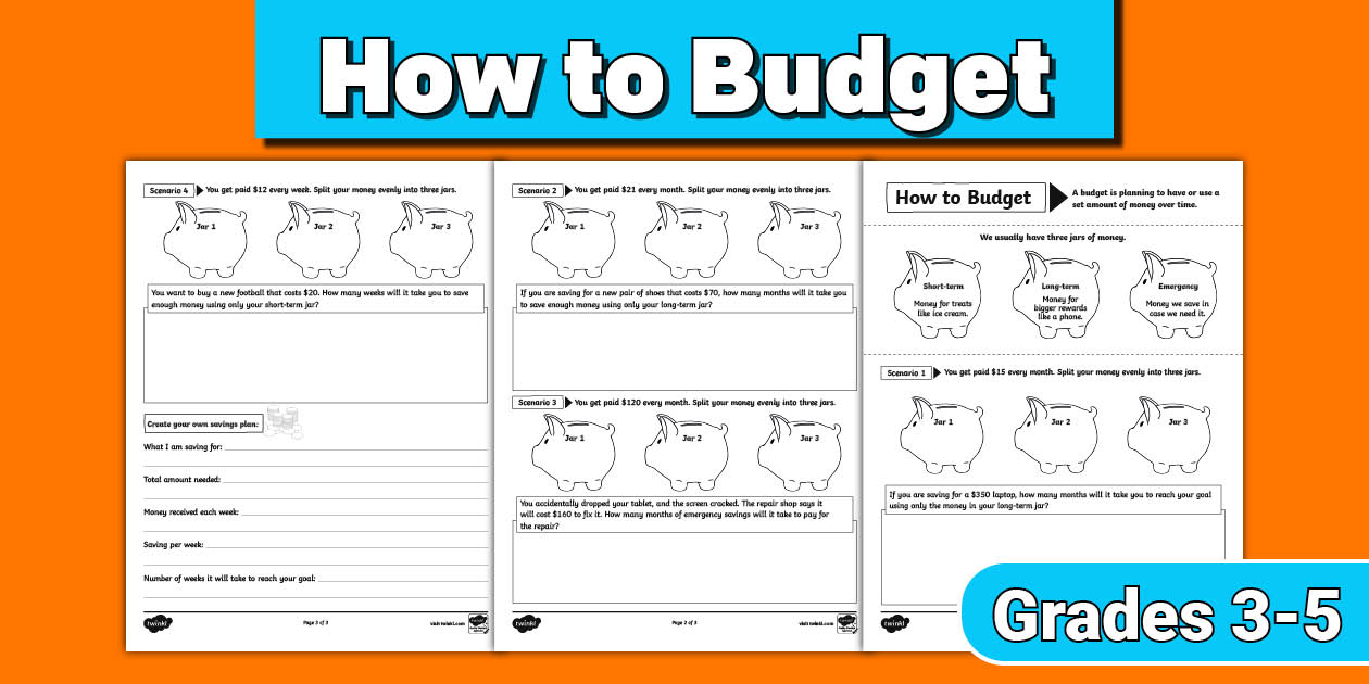 How to Budget Worksheet for 3rd-5th Grade