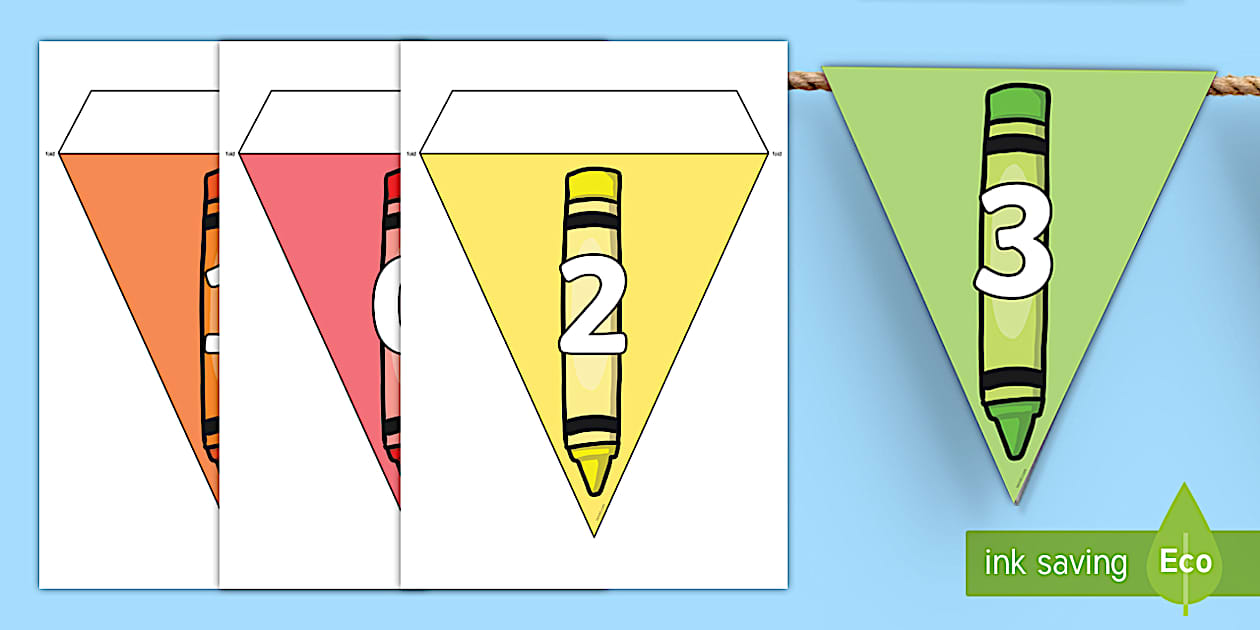 👉 Crayon-Themed Number Line Display Bunting - Twinkl