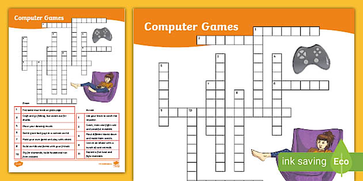 Computer Games Cross Word (teacher made) - Twinkl