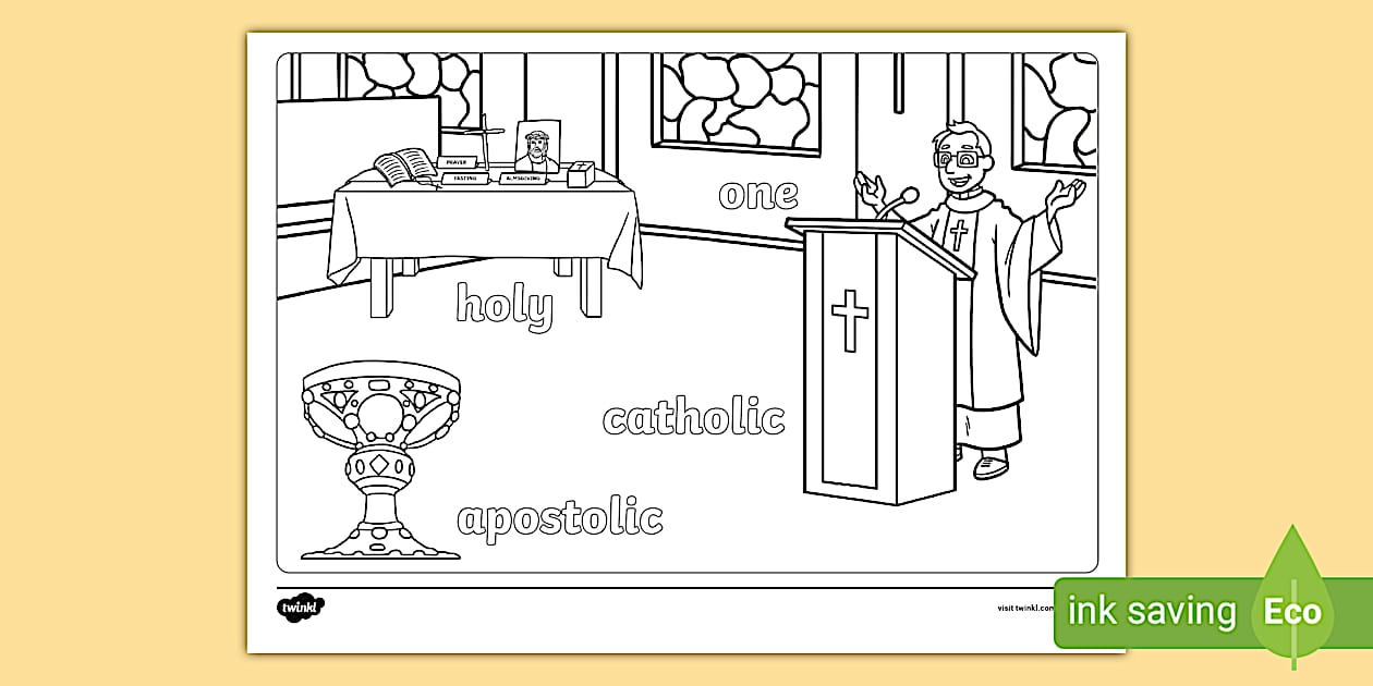Four Marks of the Catholic Church Colouring Activity