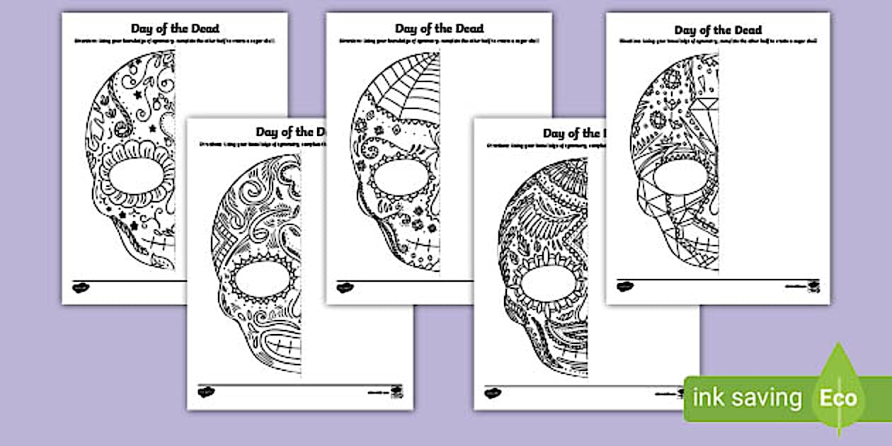 Day of the Dead Skull Drawing Worksheet for Kids | Twinkl USA