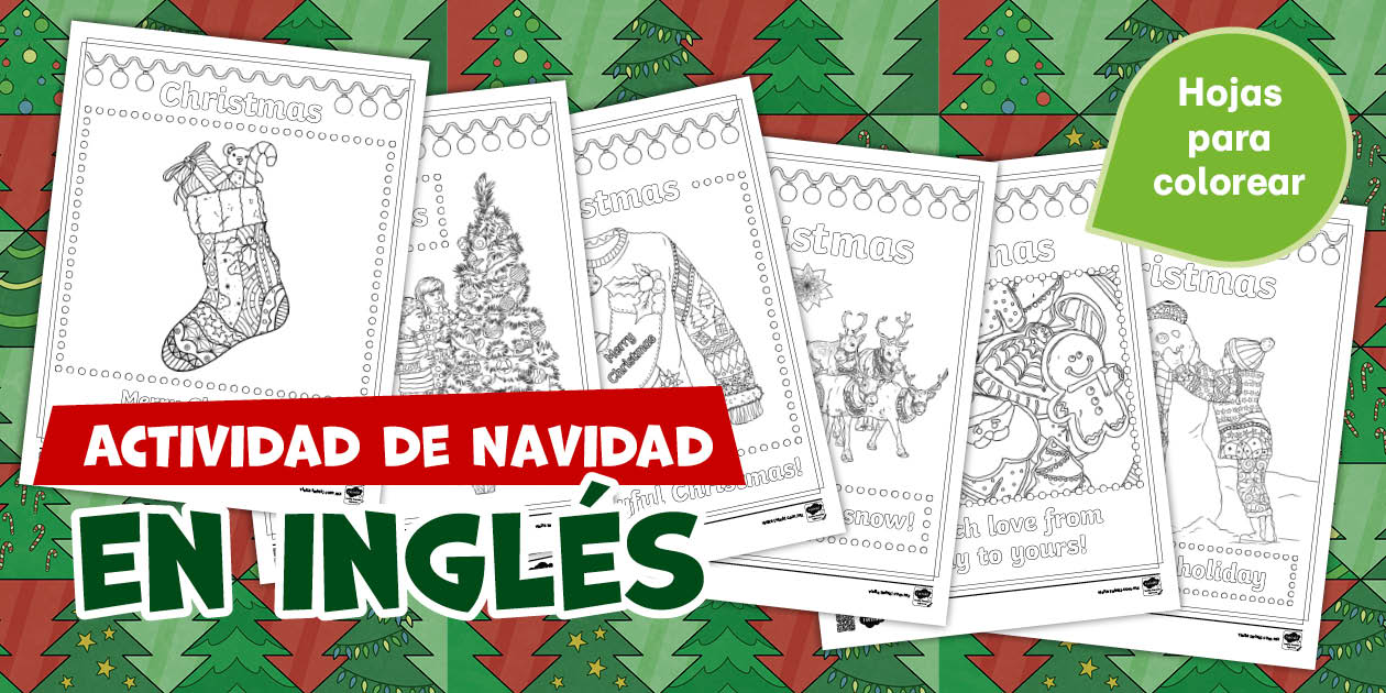 Hojas para colorear: Actividad de Navidad en inglés