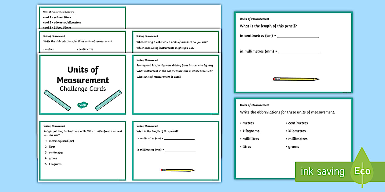 Units of Measurement Challenge Cards (teacher made) - Twinkl