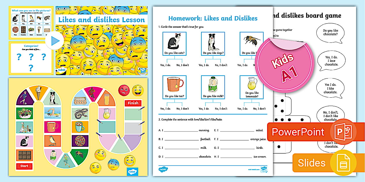 ESL Likes and Dislikes Lesson [Kids, A1] (teacher made)