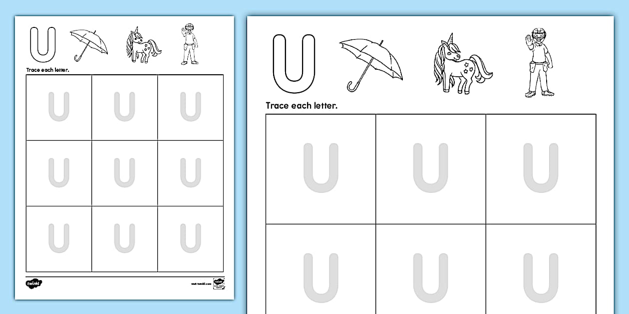 Uppercase Letter U Tracing Worksheet (teacher made) - Twinkl