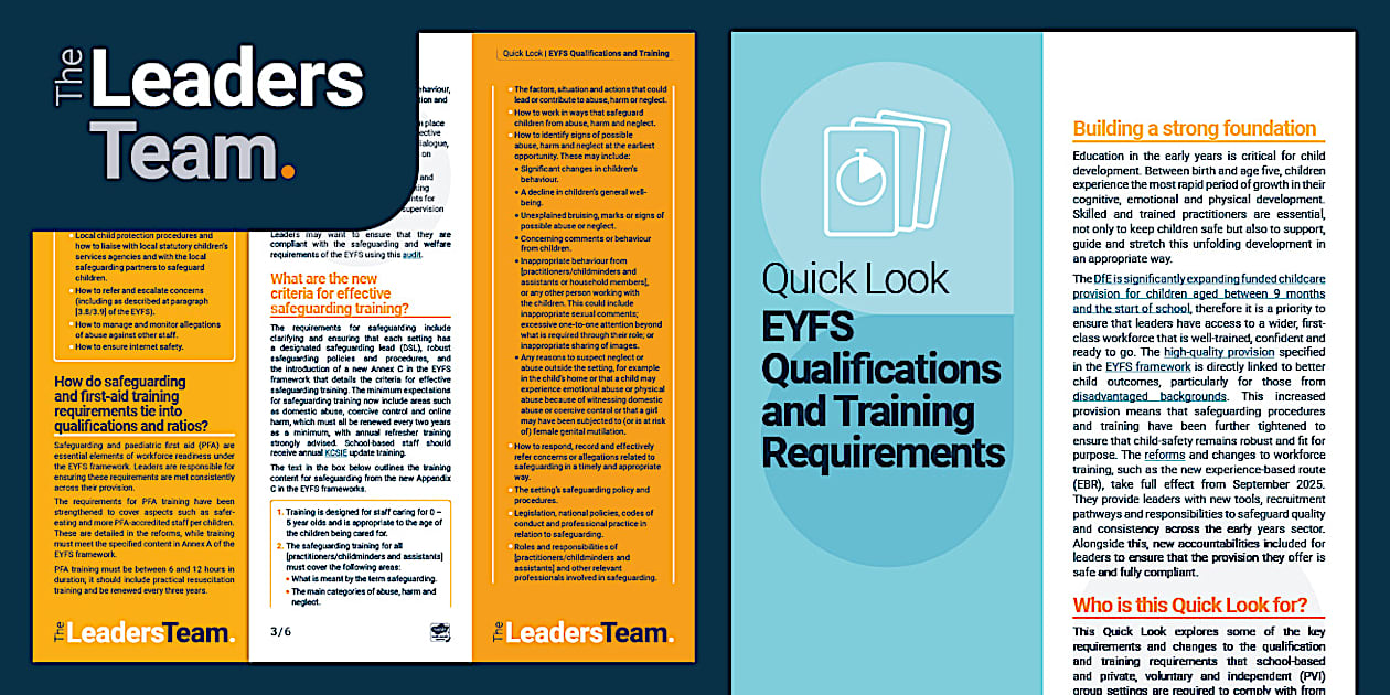 Quick Look: EYFS Qualifications and Training Requirements