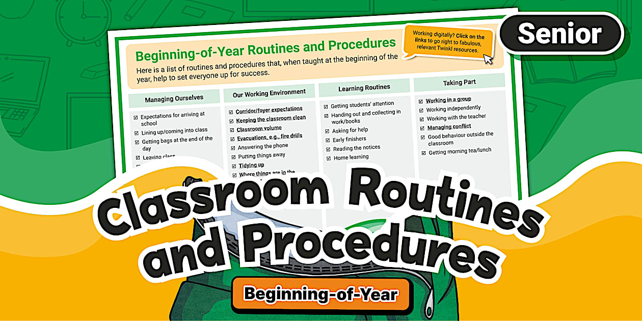 Classroom Management Checklist for Senior Teachers