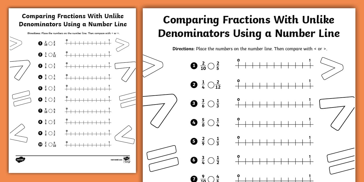 Comparing Fractions Unlike Denominators Using a Number Line