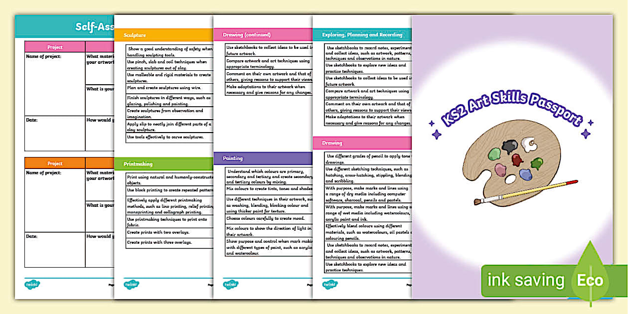 KS2 Art Skills Passport,checklist of art skills - Twinkl