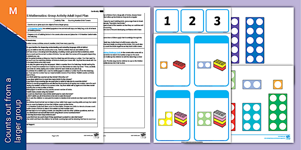 Kindergarten Counting Number Brick Towers Adult Input Plan and Pack