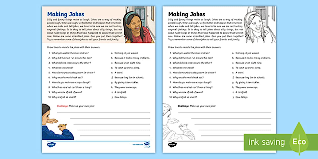 Making Jokes Worksheet (Teacher-Made) - Twinkl