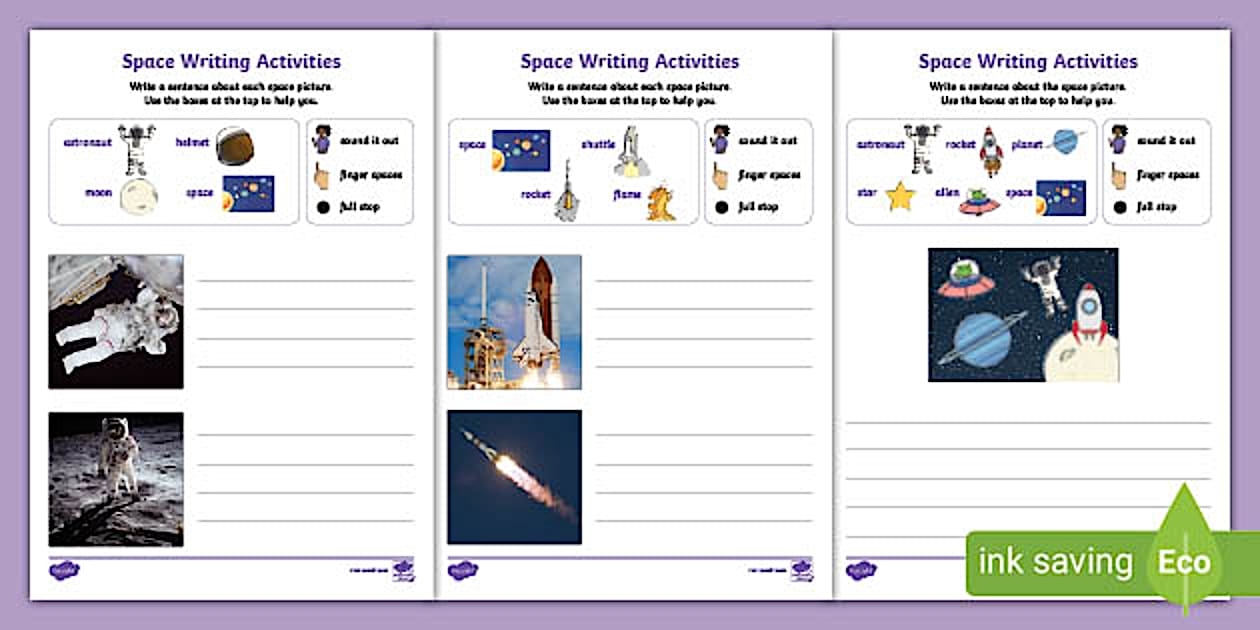 Editable Space Early Writing Activities (teacher made)