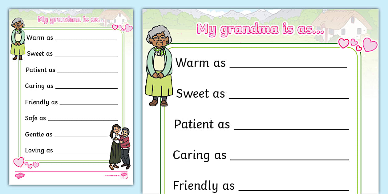 Grandma Simile Poem Template - Twinkl Writing
