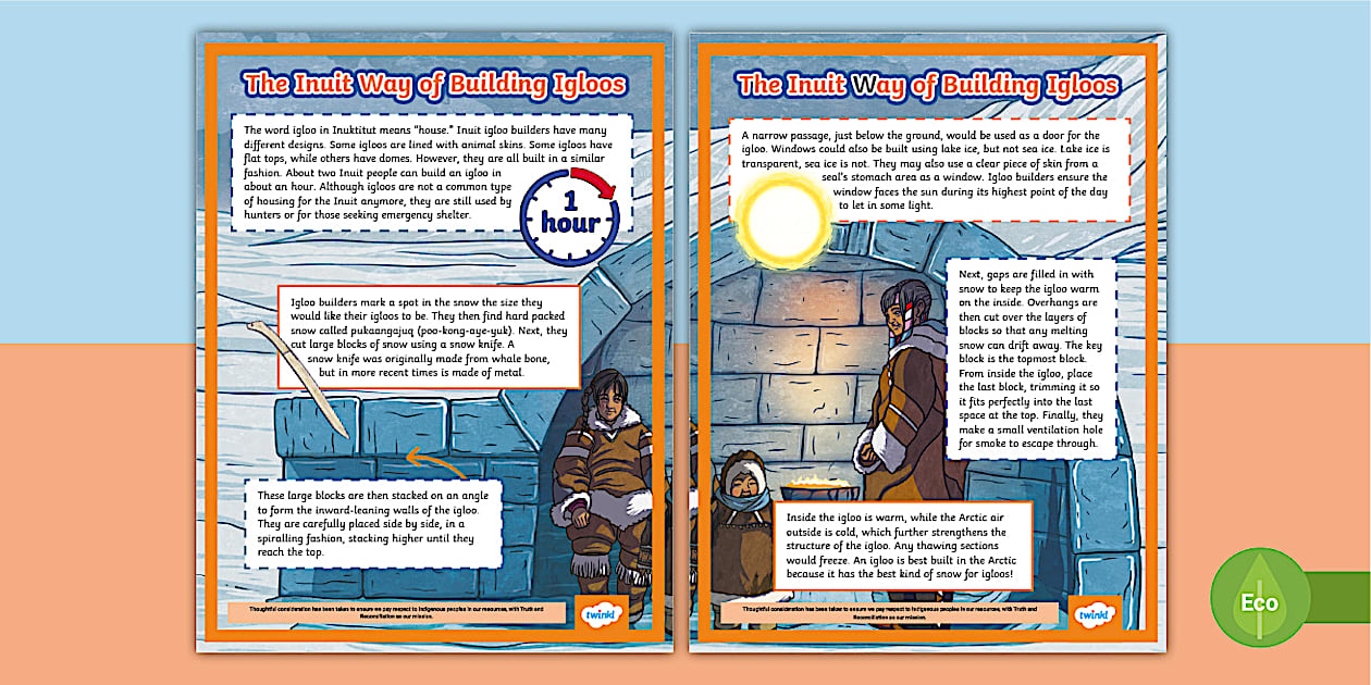 FREE! - Inuit Building an Igloo Informational Poster | Twinkl CA