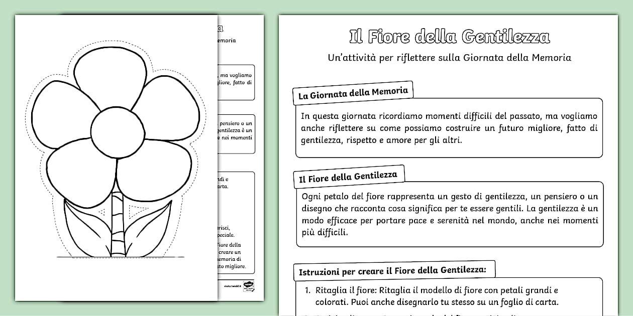 Il Fiore della Gentilezza - Giornata della Memoria - Twinkl
