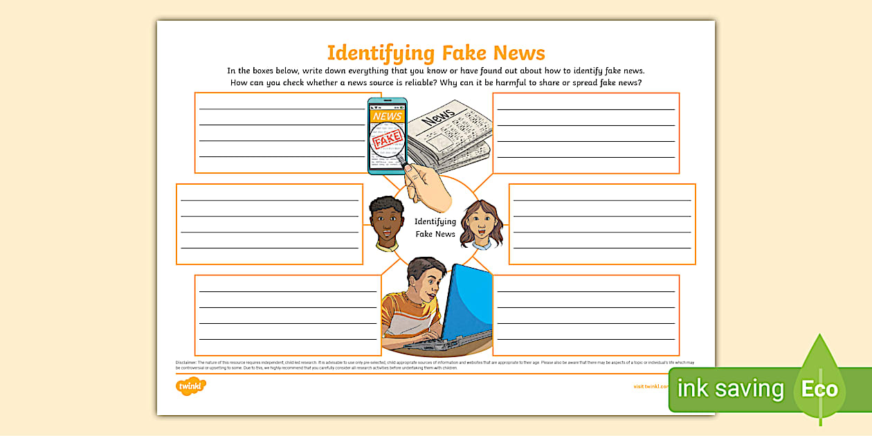 Identifying Fake News Mind Map, Fake News (teacher made)