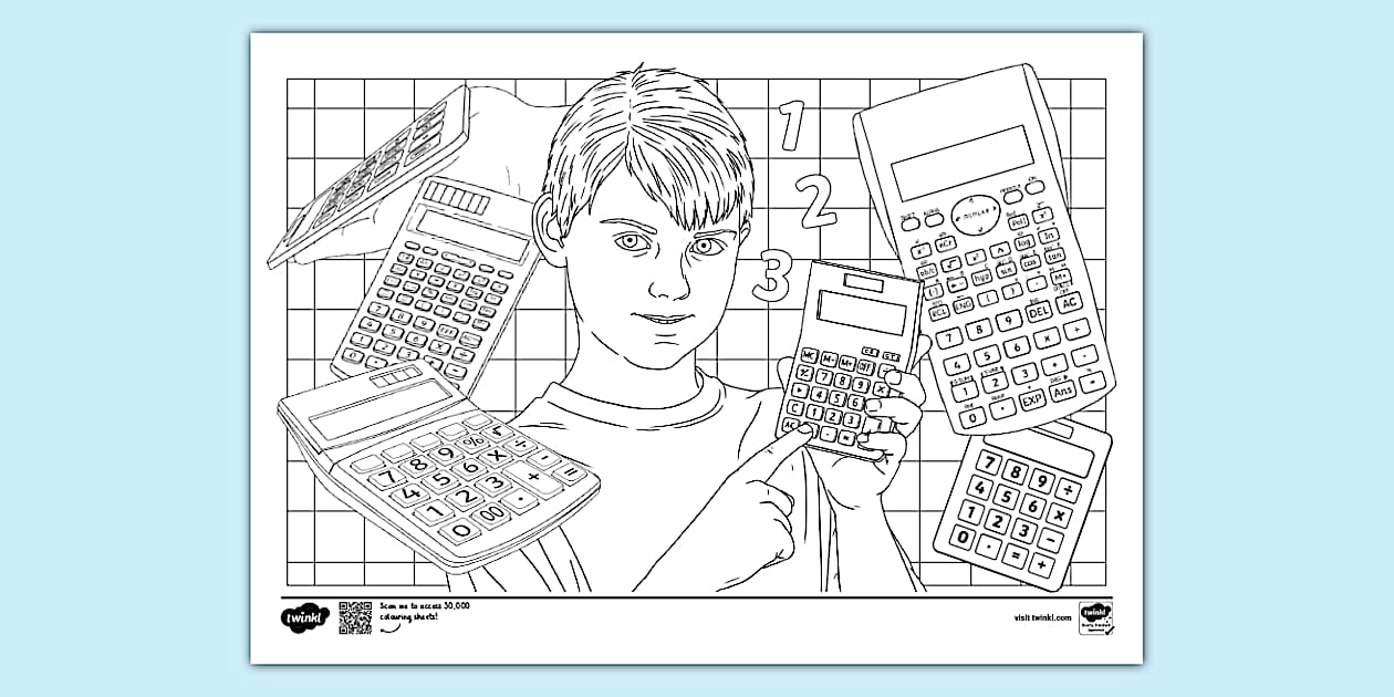 👉 Calculator Colouring Montage (teacher made) - Twinkl