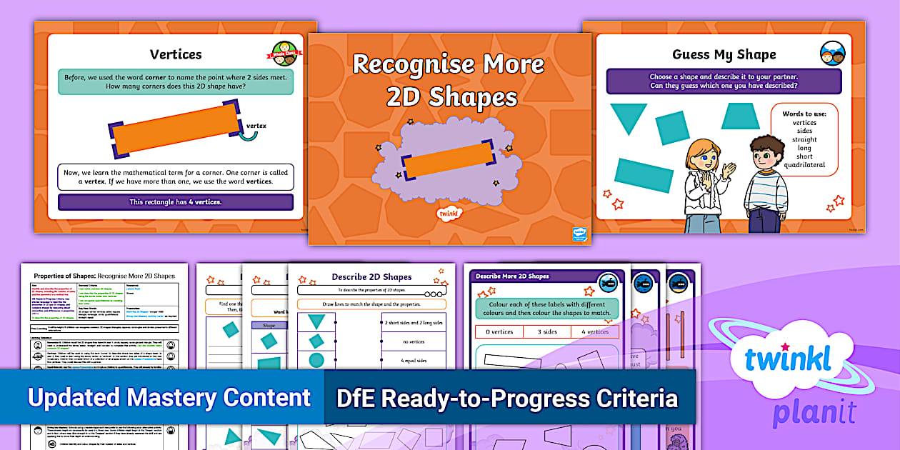 Y2 Identify Describe Properties 2D shapes Planit Maths Lesson 1