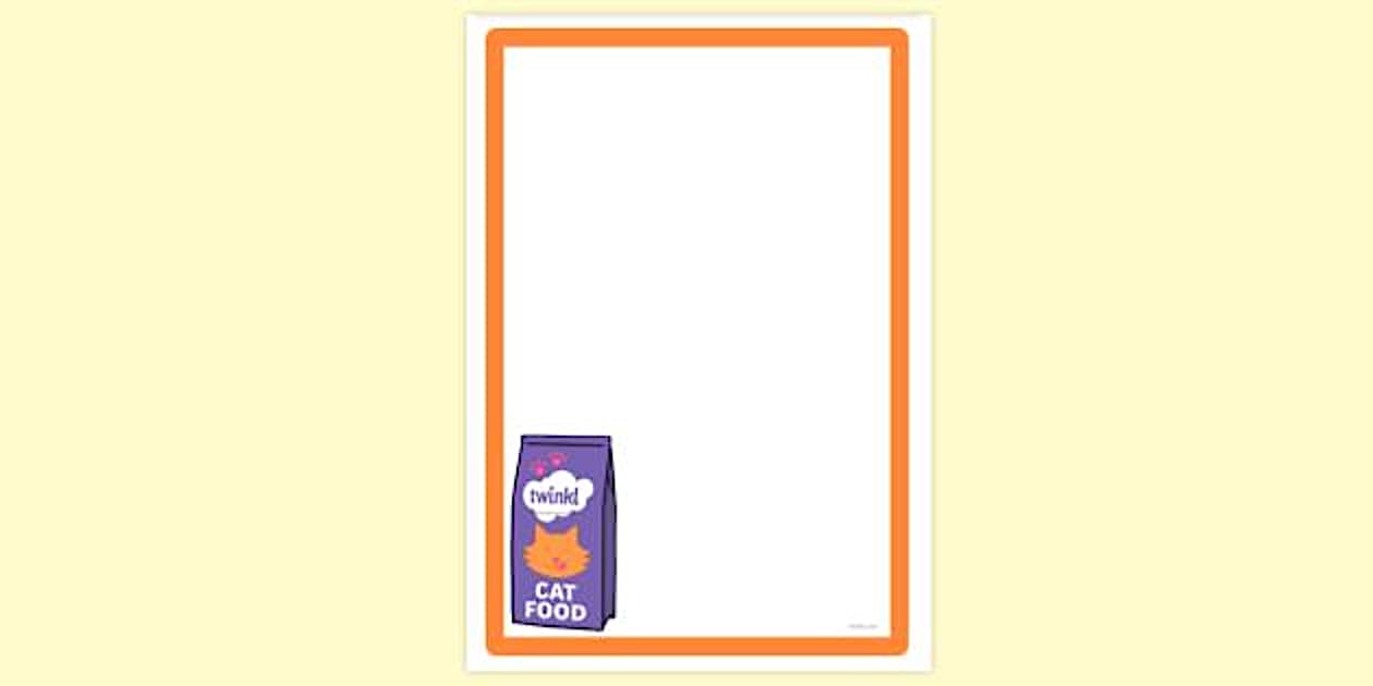 Simple Blank Bag of Cat Food Page Border | Twinkl - Twinkl
