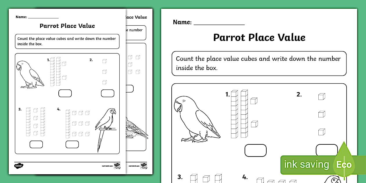 Parrot Place Value Activity Sheet (Teacher-Made) - Twinkl