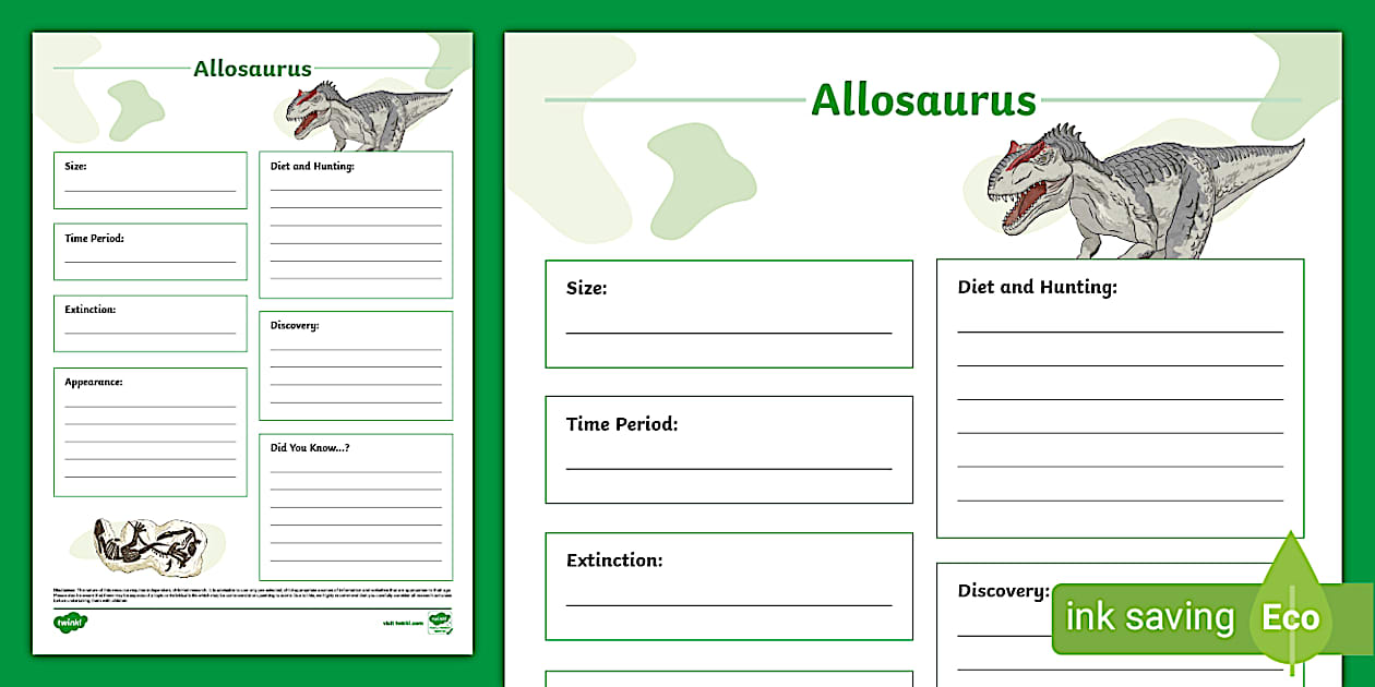 Allosaurus Fact File Template (Teacher-Made) - Twinkl
